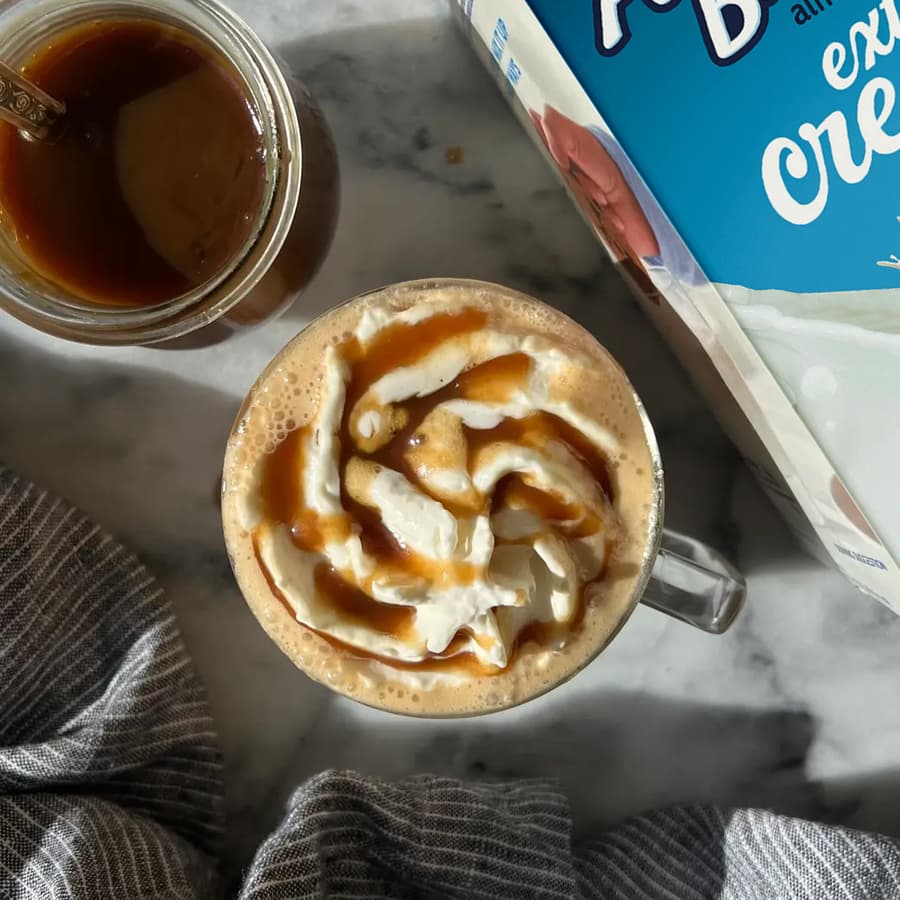 Warm and Creamy Caramel Latte Recipe | Blue Diamond